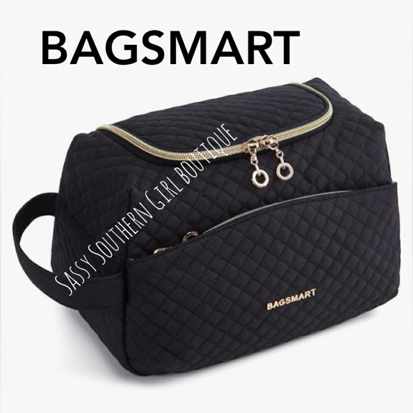 BAGSMART | Bags | Bagsmart Black Quilted Makeup Bag | Poshmark